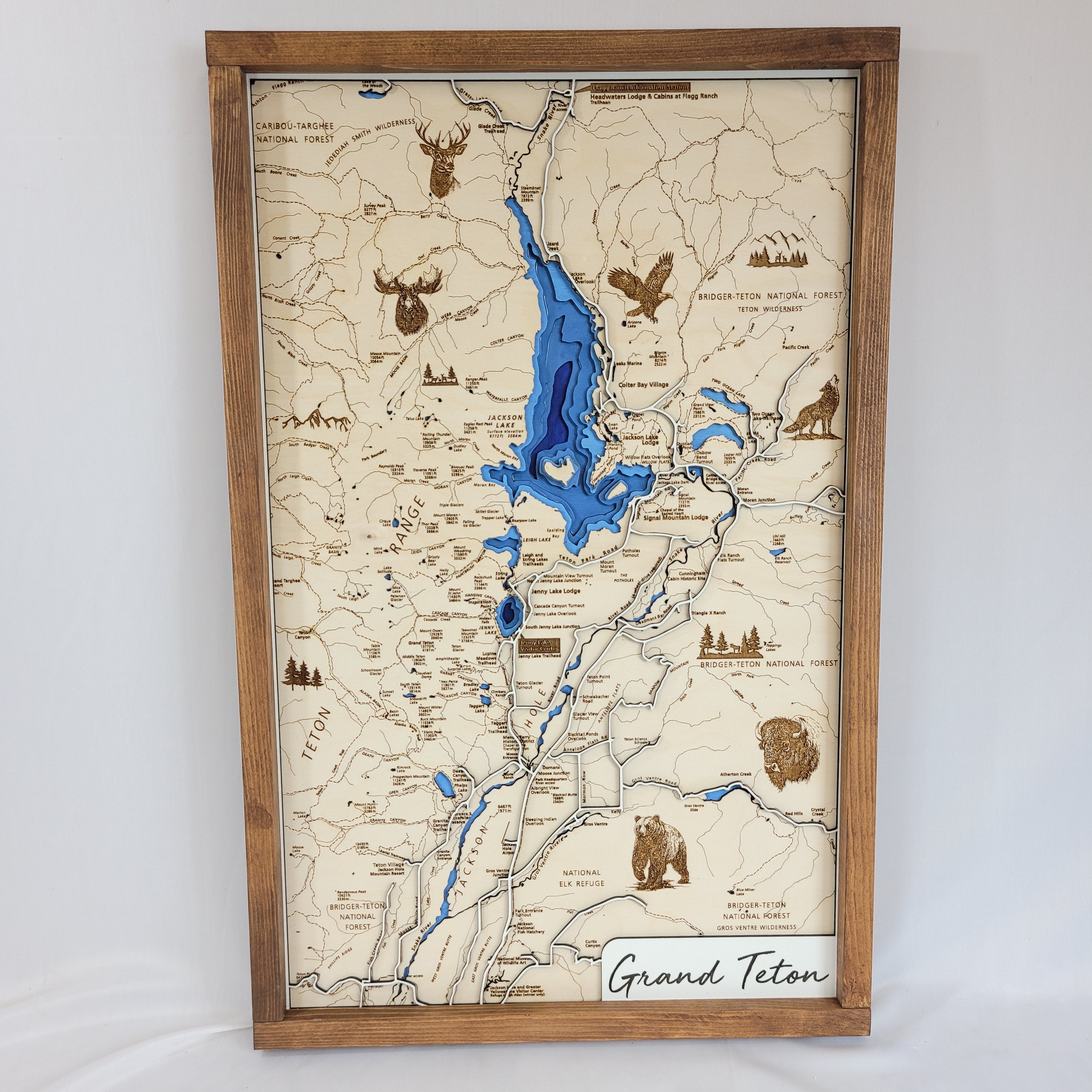 Grand Teton Laser Engraved Topo Map – Tiny 3D Temples