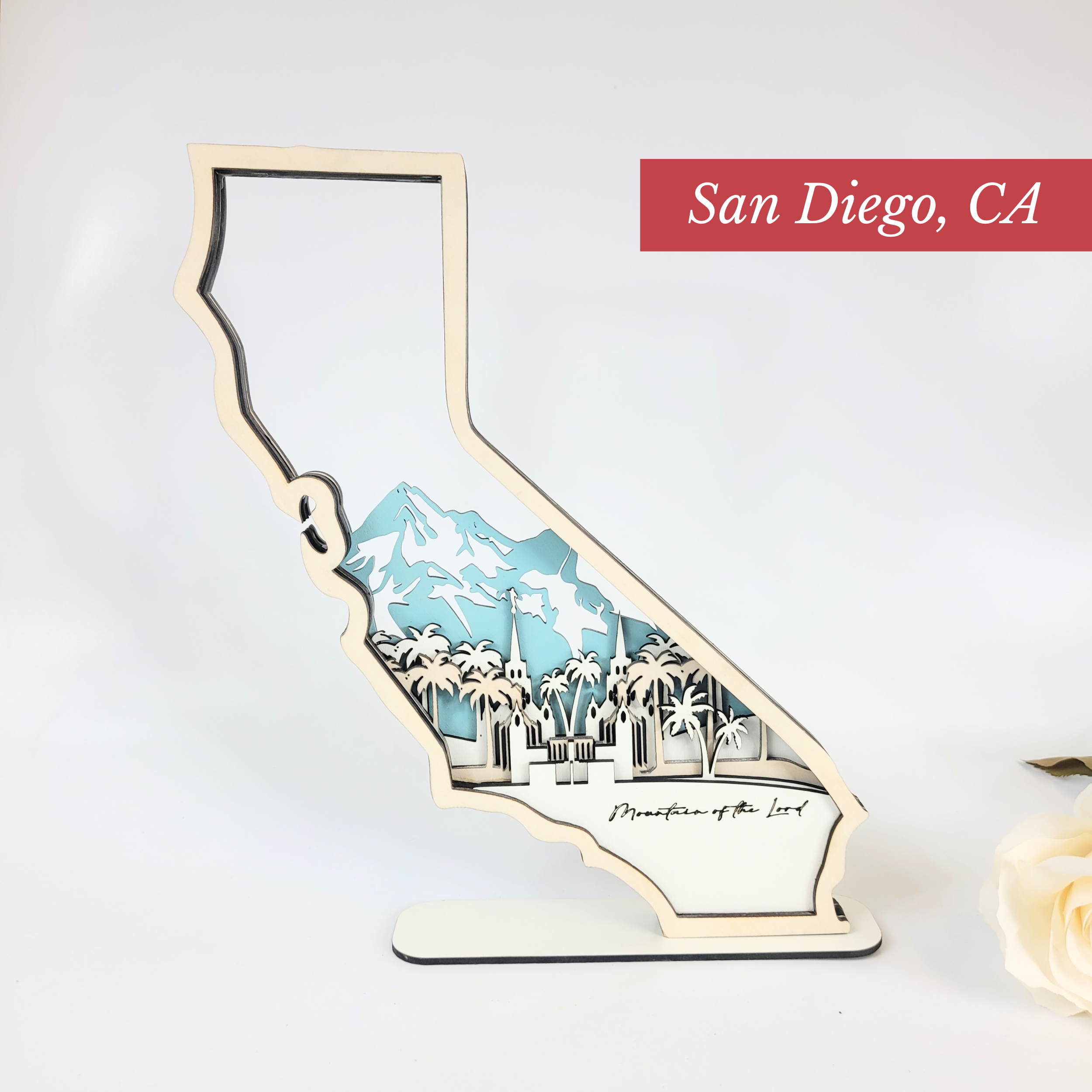 San Diego, California Temple LDS Customized Temple State Sign, Laser c ...