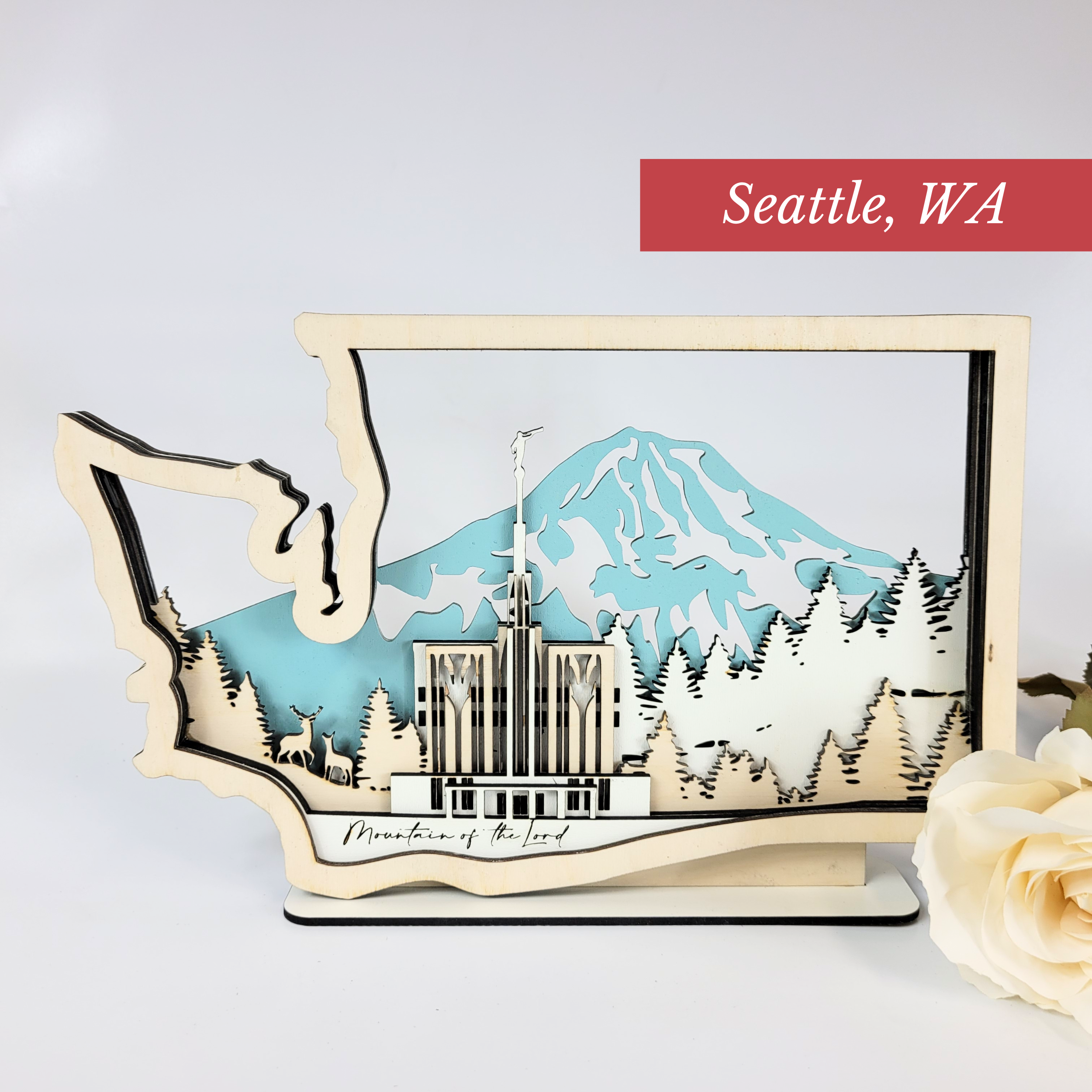 Seattle, Washington Temple LDS Customized Temple State Sign, Laser cut ...